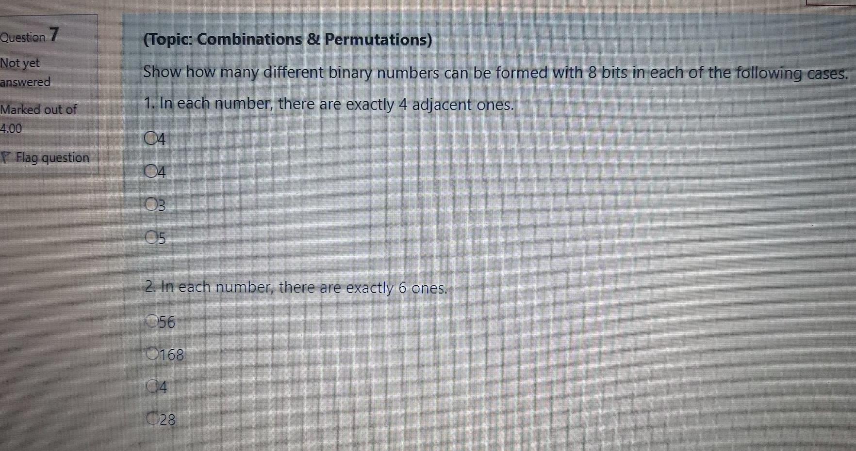 Solved Question 7 Not yet answered (Topic: Combinations & | Chegg.com