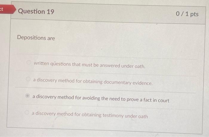 Solved Depositions are written quiestions that must be | Chegg.com