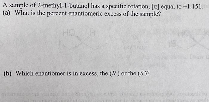 Solved A sample of 2-methyl-1-butanol has a specific | Chegg.com