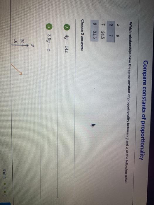 Solved Compare constants of proportionality Which | Chegg.com