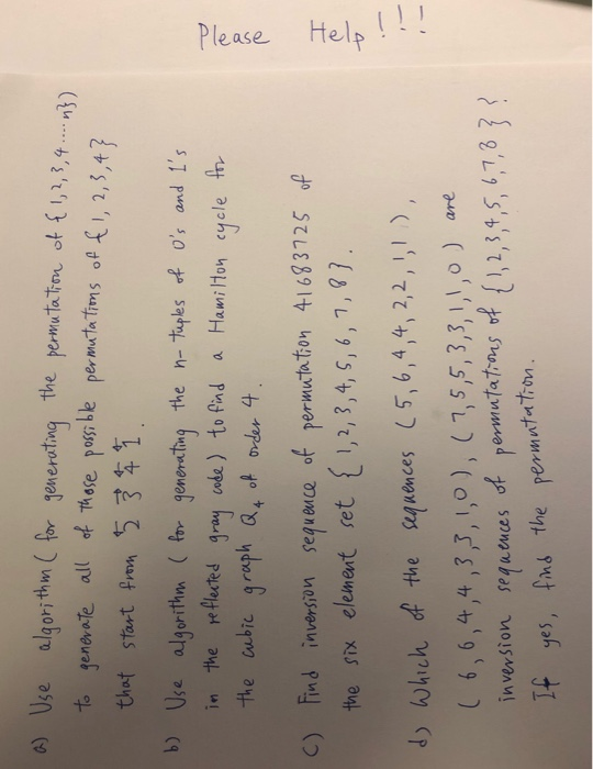 a) Use algorithm ( for generating the permutation of | Chegg.com
