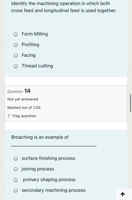 Solved Identify the machining operation in which both cross | Chegg.com