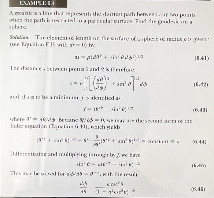 Solved EXAMPLE 6.4 A geodesic is a line that represents the | Chegg.com