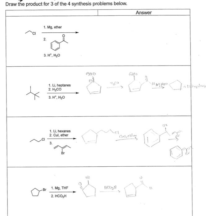 Solved Draw the product for 3 of the 4 synthesis problems | Chegg.com