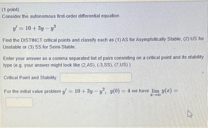 Solved Consider the autonomous first-order differential | Chegg.com