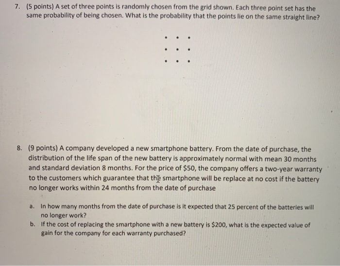 Solved 7. (5 points) A set of three points is randomly | Chegg.com