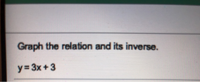Solved Graph the relation and its inverse. y=3x + 3 | Chegg.com