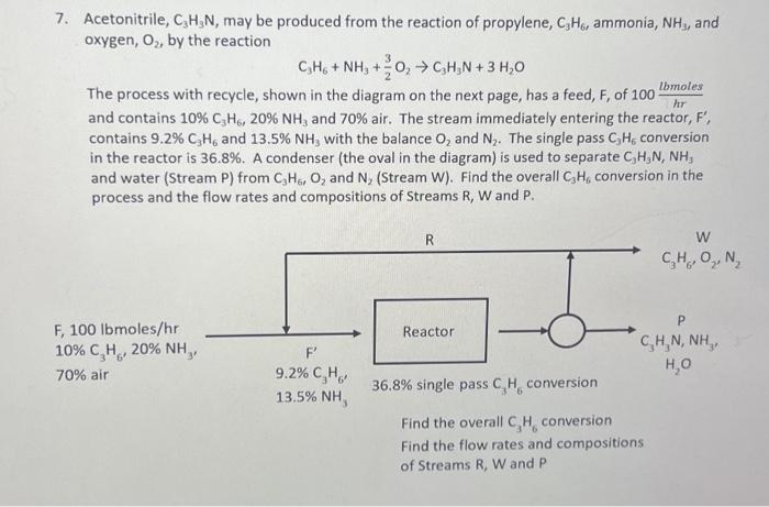 Solved Acetonitrile, C3H3 N, may be produced from the | Chegg.com