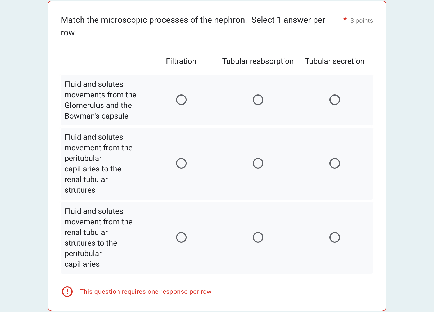 Solved Match the microscopic processes of the nephron. | Chegg.com