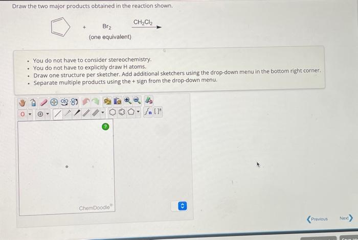 Solved Draw the two major products obtained in the reaction | Chegg.com