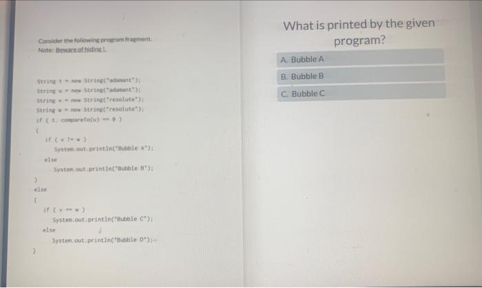 Solved Consider the following program fragment Note: Beware | Chegg.com