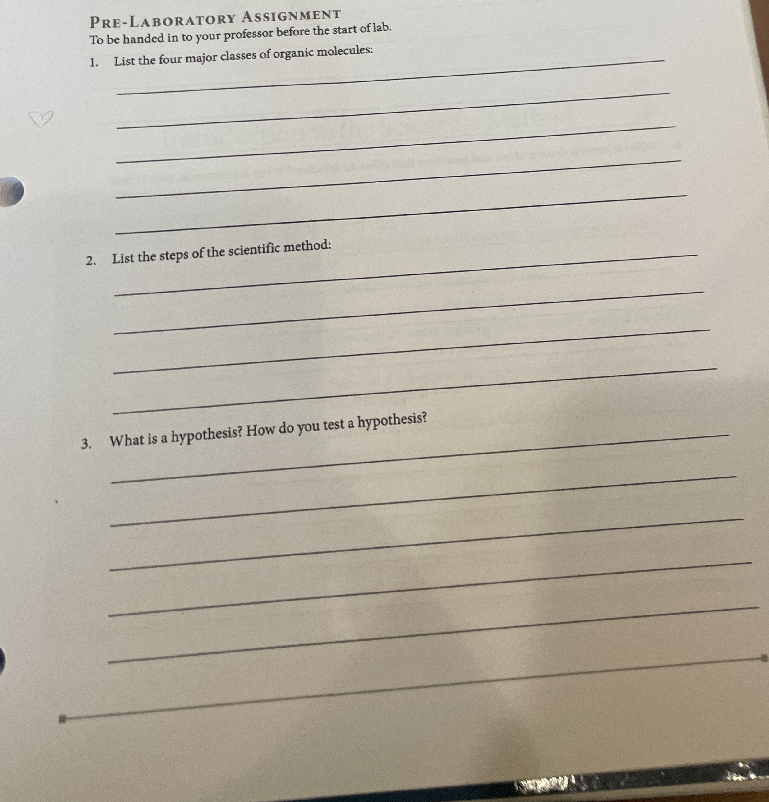 Solved PRE-LABORATORY ASSIGNMENTTo be handed in to your | Chegg.com