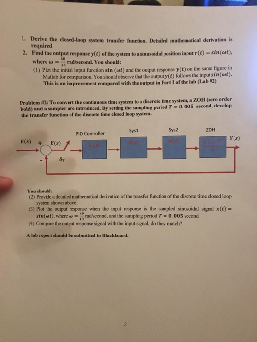 Solved 1. Derive the closed-loop system transfer function. | Chegg.com