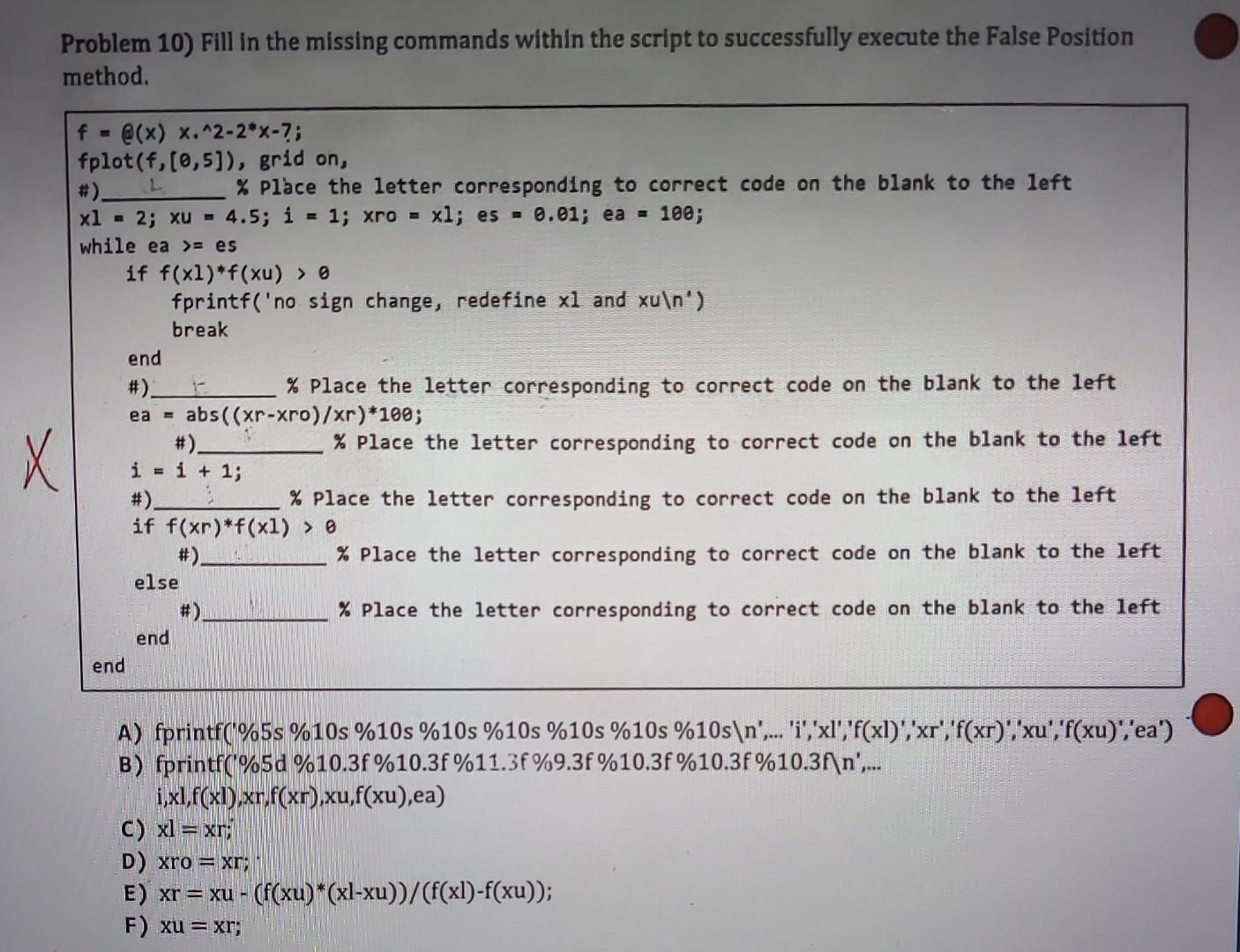 Solved Problem 5) Fill in the missing commands within the | Chegg.com