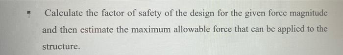 Solved Calculate the factor of safety of the design for the | Chegg.com