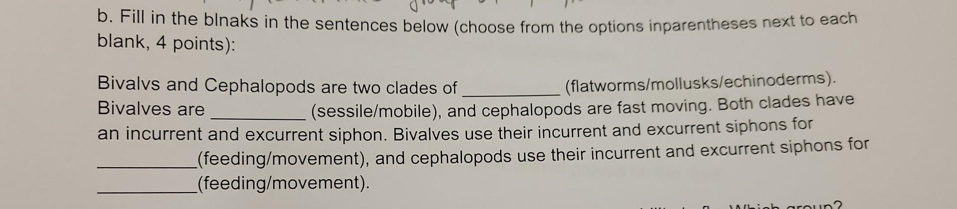 Solved b. Fill in the blnaks in the sentences below (choose | Chegg.com