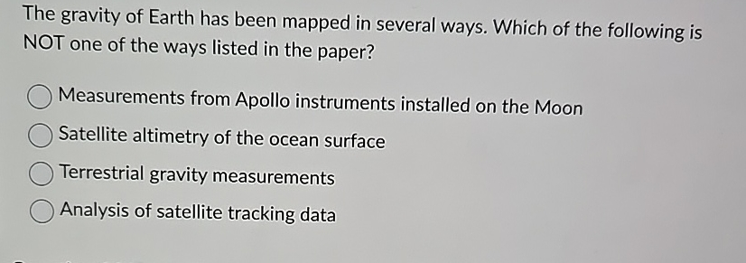 Solved The gravity of Earth has been mapped in several ways. | Chegg.com
