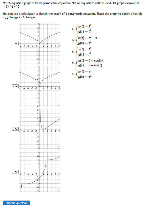 Solved Match equation graph with its parametric equation. | Chegg.com