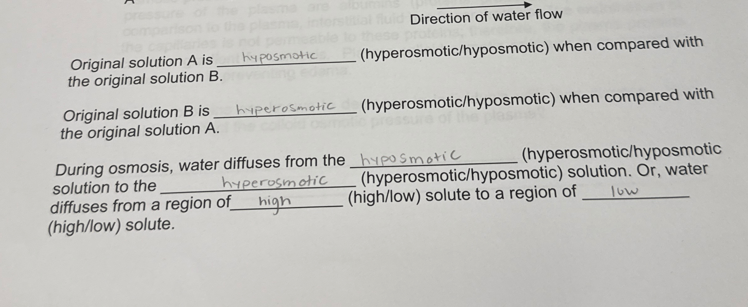 Solved Direction of water flowOriginal solution A | Chegg.com