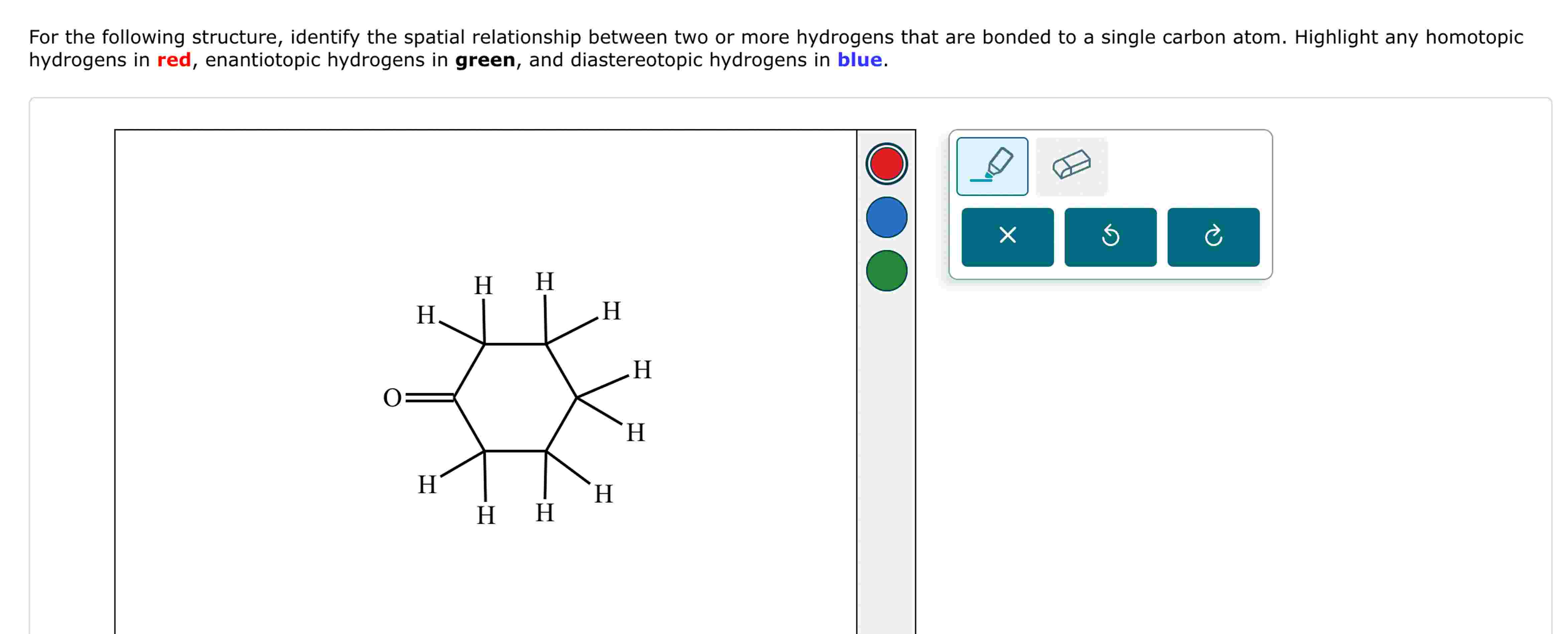 Solved For the following structure, identify the spatial | Chegg.com