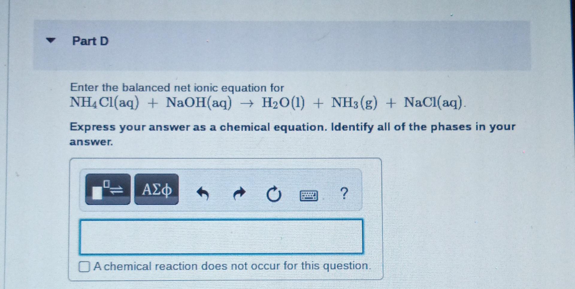 Solved Enter the balanced net ionic equation for | Chegg.com