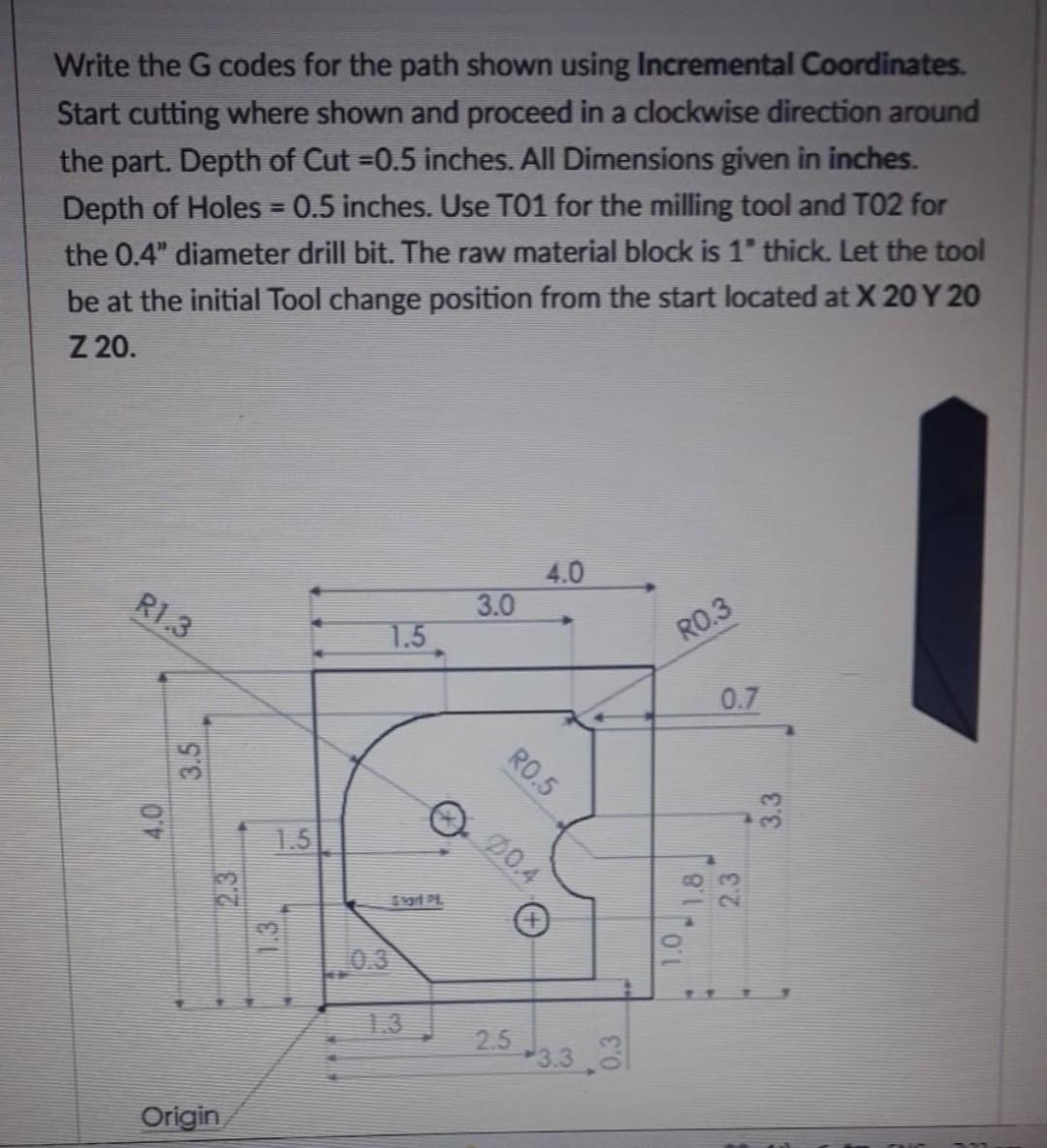 Solved Write the G codes for the path shown using | Chegg.com