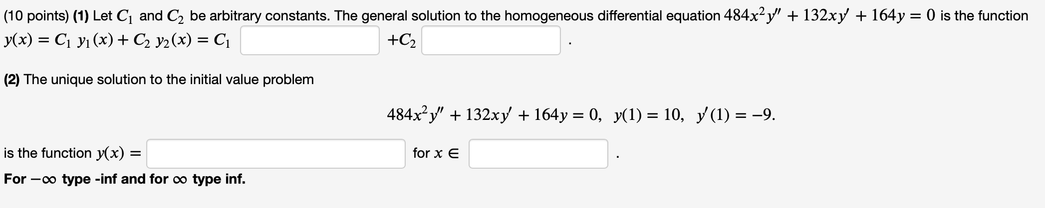 Solved (1) ﻿Let C1 ﻿and C2 ﻿be arbitrary constants. The | Chegg.com