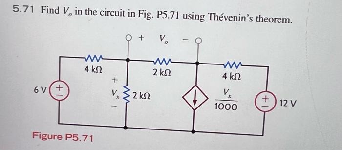 Solved 5.71 Find Vo in the circuit in Fig. P5.71 using | Chegg.com