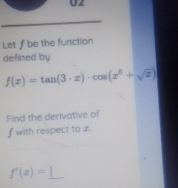 Solved Let f ﻿be the function defined | Chegg.com