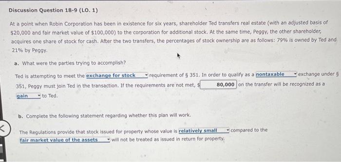 Solved Discussion Question 18-9 (LO. 1) At a point when | Chegg.com
