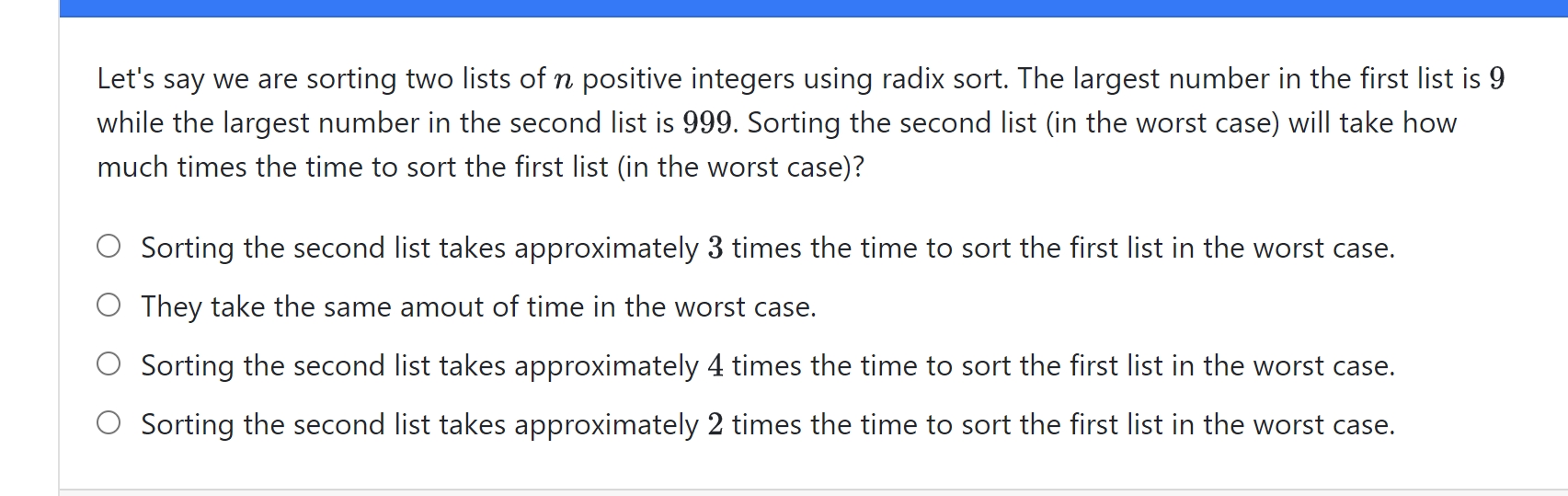 Solved Let's say we are sorting two lists of n ﻿positive | Chegg.com
