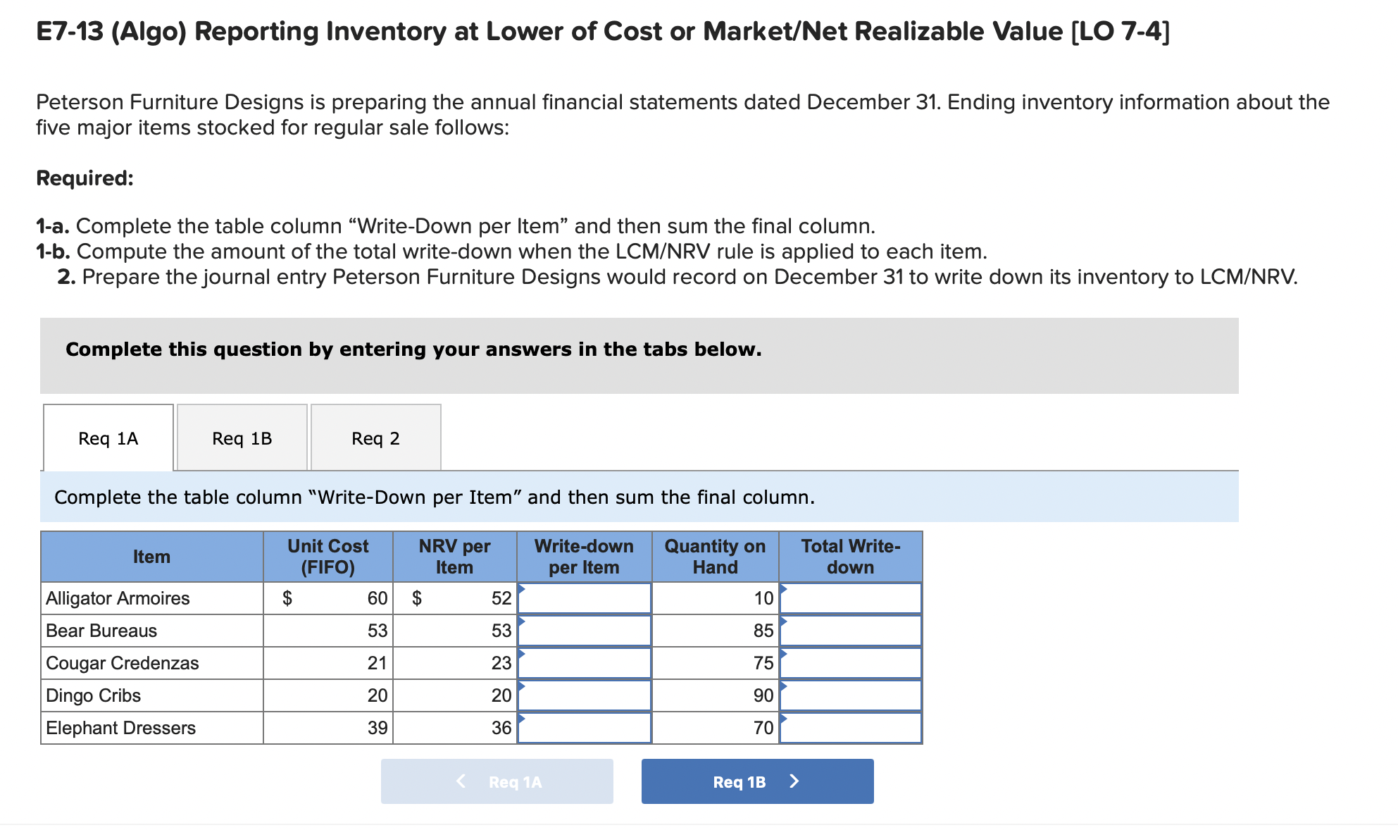 Solved E7-13 (Algo) ﻿Reporting Inventory at Lower of Cost or | Chegg.com