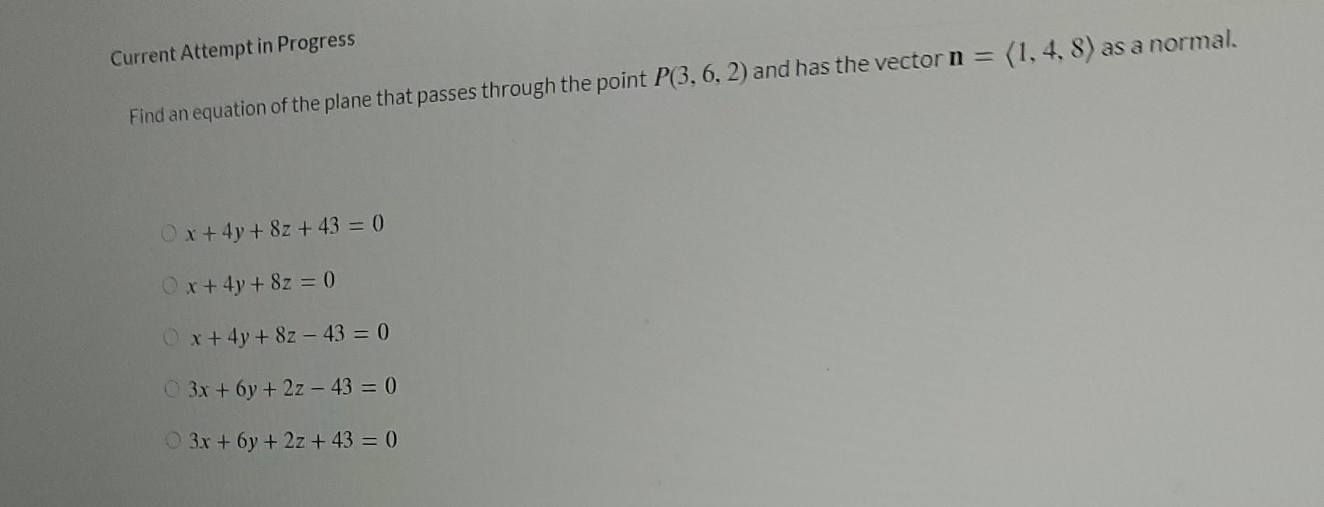 Solved Current Attempt in Progress Find an equation of the | Chegg.com