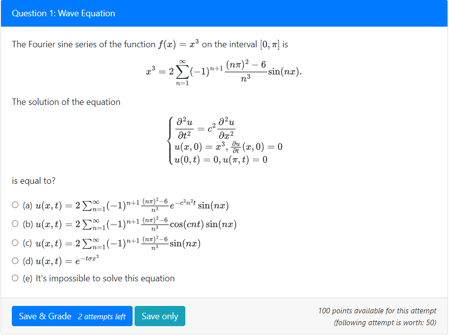 Solved Question 1: Wave EquationThe Fourier sine series of | Chegg.com