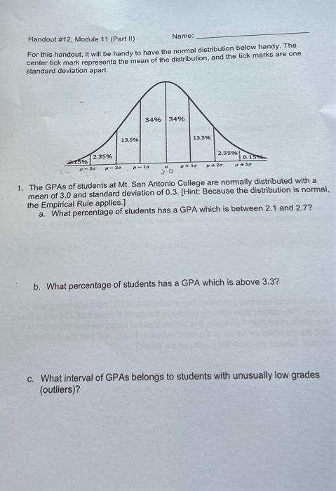 Solved For this handout, it will be handy to have the normal | Chegg.com