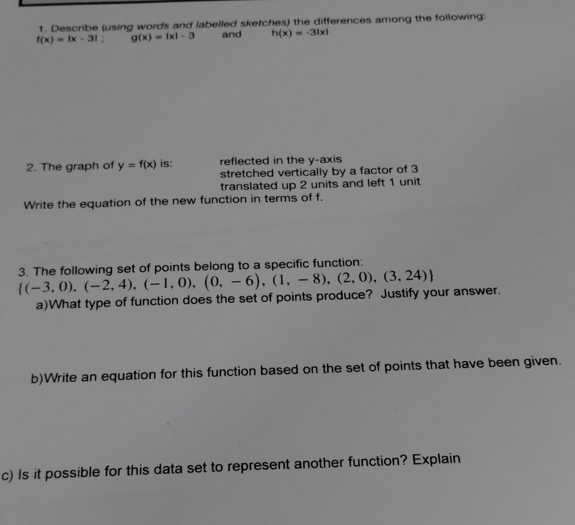 Solved 1. Describe (using words and labelled sketches) the | Chegg.com