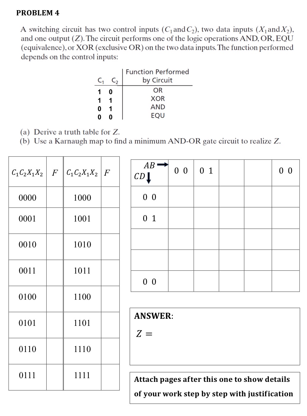 Solved PROBLEM 4A switching circuit has two control inputs | Chegg.com