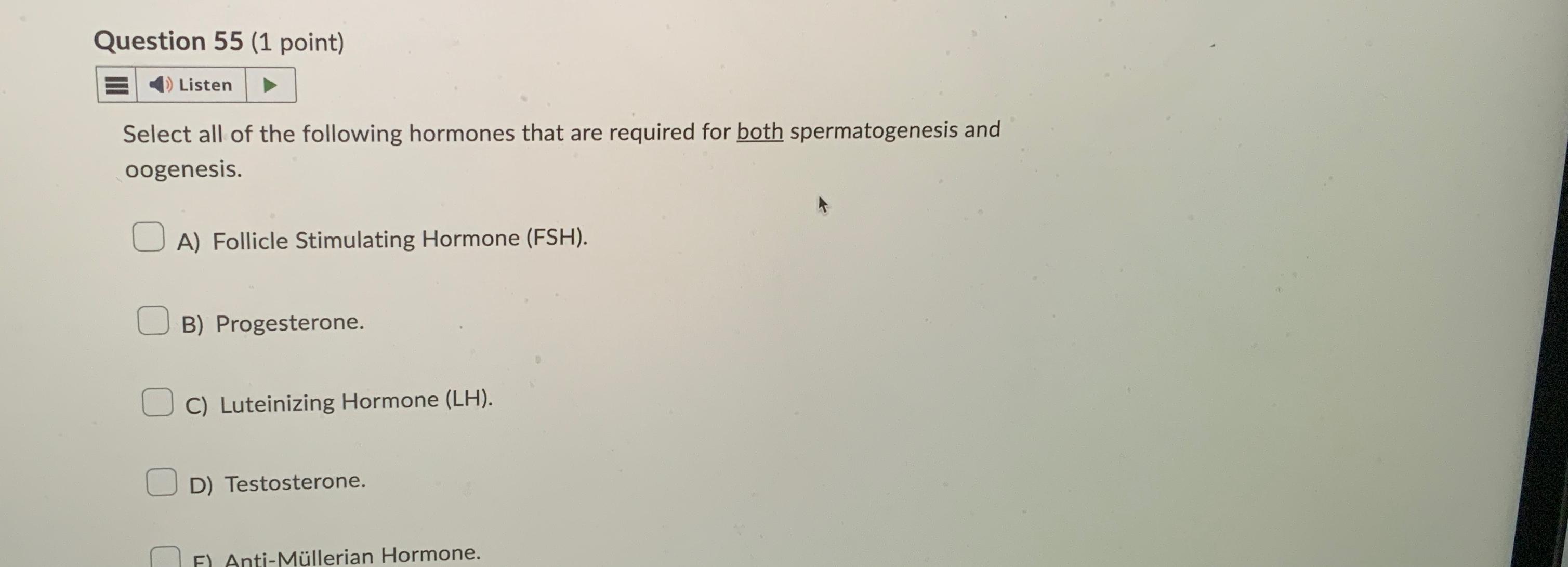 Solved Question 55 (1 ﻿point)Select all of the following | Chegg.com
