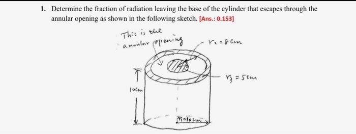 Solved Determine the fraction of radiation leaving the base | Chegg.com