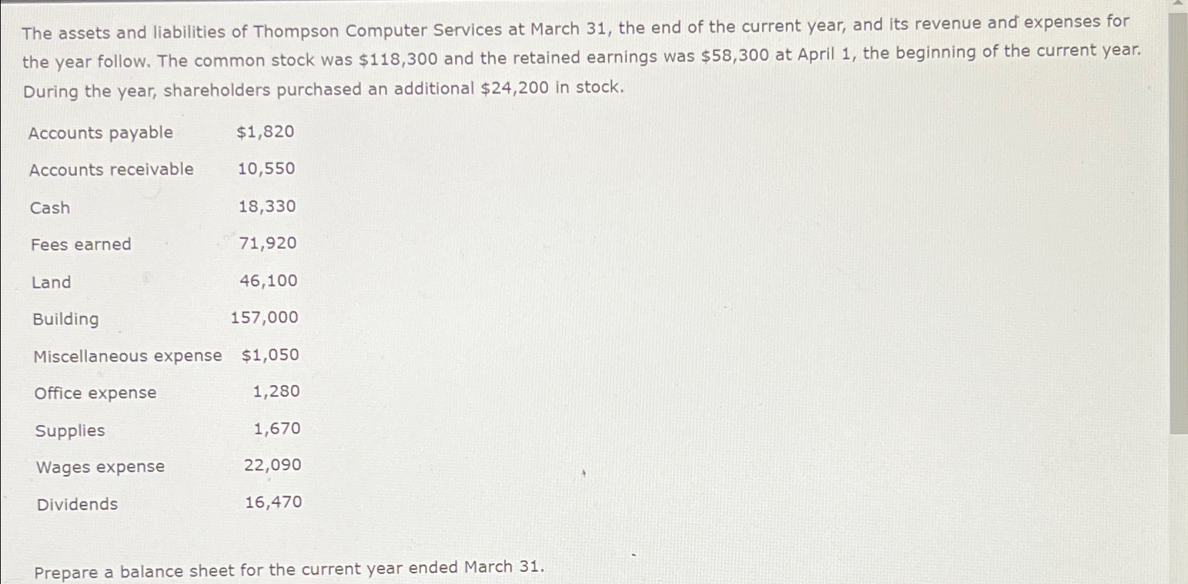 Solved The assets and liabilities of Thompson Computer | Chegg.com