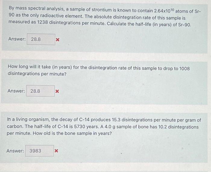 Solved By mass spectral analysis, a sample of strontium is | Chegg.com