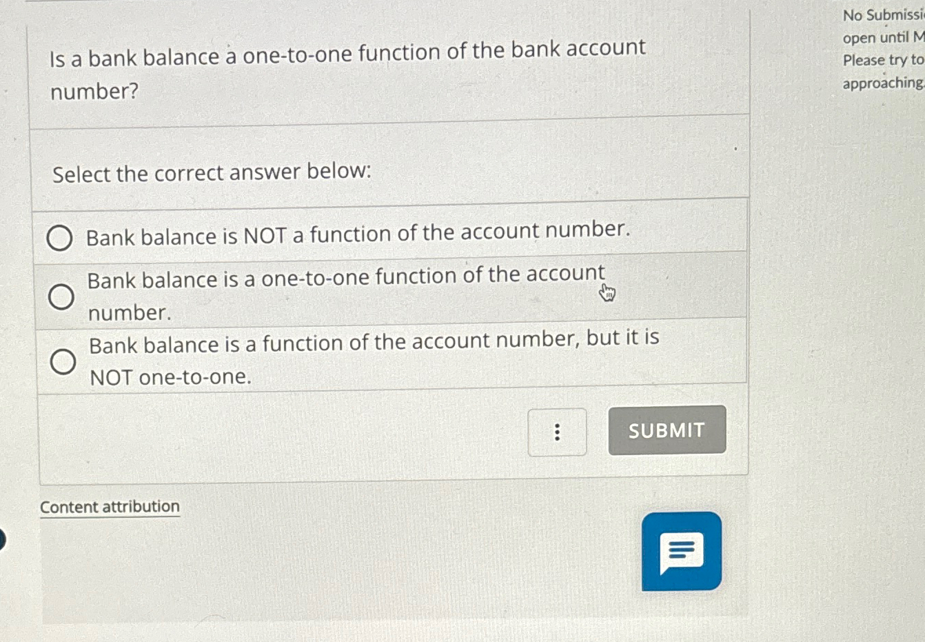 Solved Is a bank balance a one-to-one function of the bank | Chegg.com