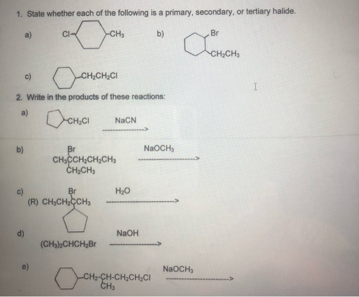 Solved 1. State whether each of the following is a primary, | Chegg.com