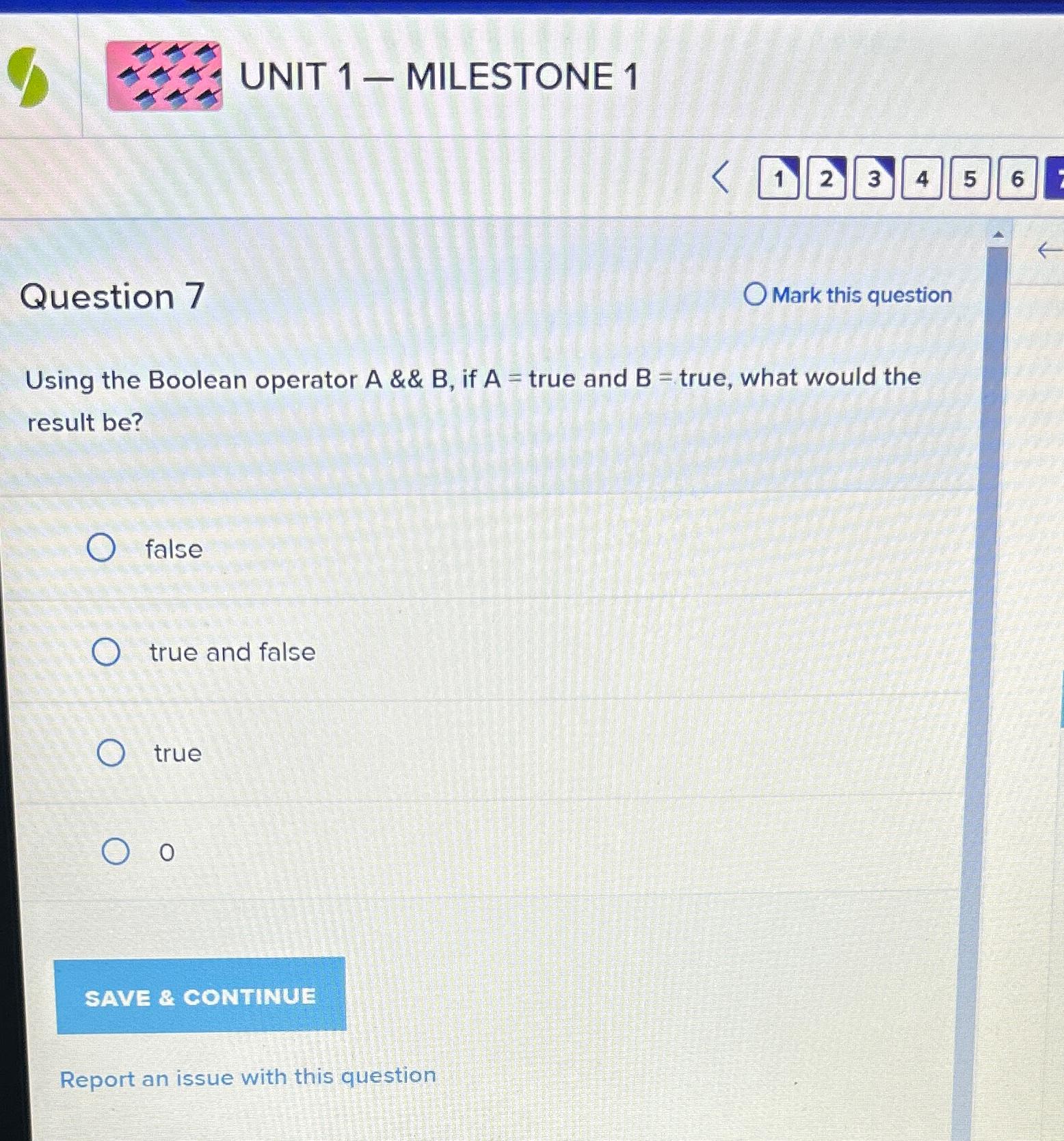 Solved UNIT 1 - ﻿MILESTONE 1123456Question 7Mark this | Chegg.com