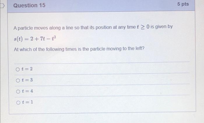 Solved A particle moves along a line so that its position at | Chegg.com