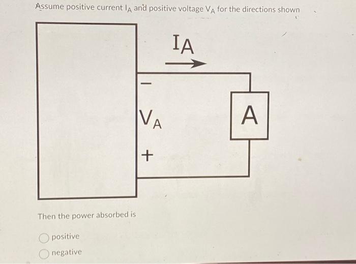 Solved Assume positive current lA and positive voltage VA | Chegg.com
