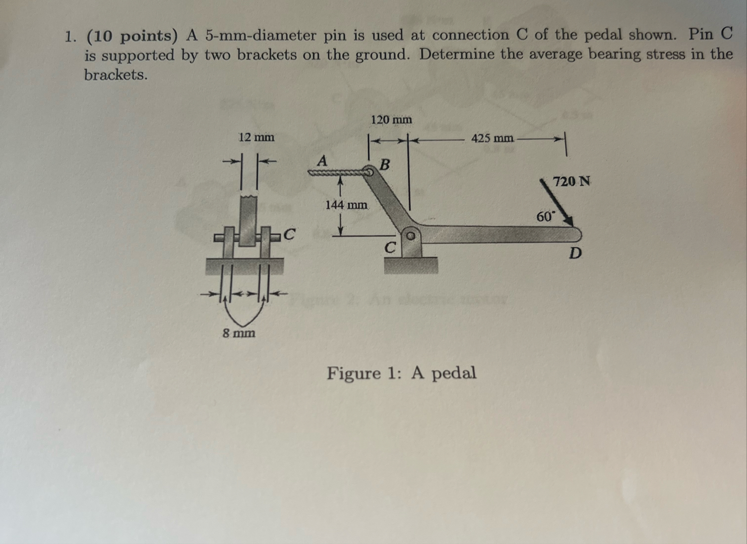 Solved (10 ﻿points) ﻿A 5-mm-diameter pin is used at | Chegg.com