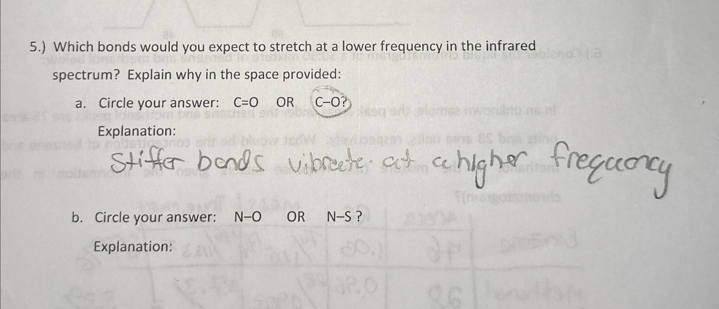 Solved 5.) ﻿Which bonds would you expect to stretch at a | Chegg.com