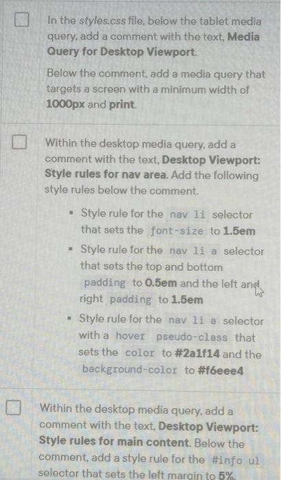 Solved Add the following comments to the tablet media query: | Chegg.com