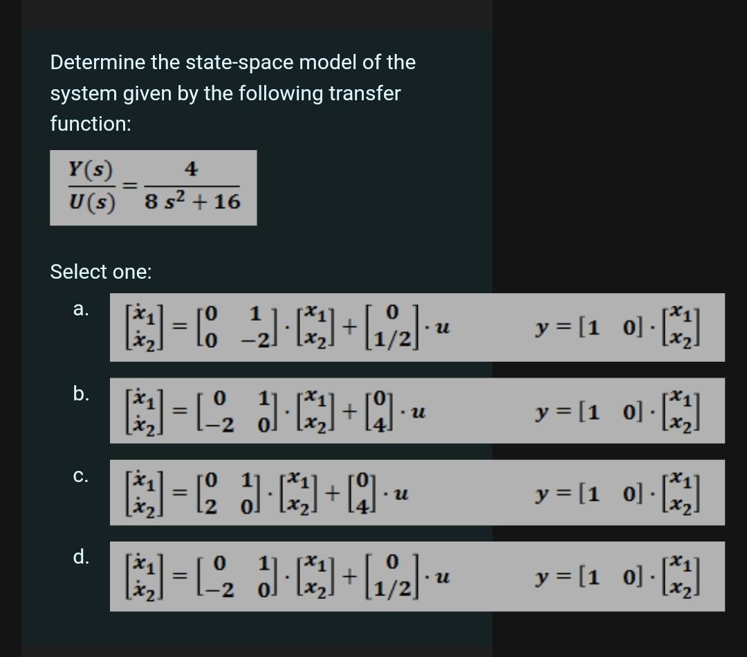 Solved Determine the state-space model of the system given | Chegg.com